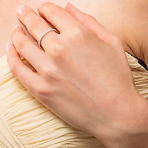 BERRICLE Sterling Silver Wedding Rings Micro Pave Set Cubic Zirconia CZ Eternity Ring for Women, Rhodium Plated Size 6