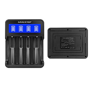 Battery Charger 4 Bay LCD Display for 3.7V/1.2V Rechargeable Battery for Li-ion Batteries