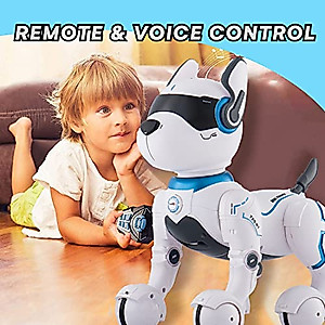 Remote Control Robot Dog Toy with Touch Function and Voice Control, Rc Dog Robots Toys for Kids 3,4,5,6,7,8,9,10 Year Old and up, Smart & Dancing Robot Toy, Imitates Animals Mini Pet Dog Robot