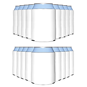 25 Pack White Blank Can Cooler Sleeves, Customizable Bulk Sublimation Can Coolers, Extra-Thick Collapsible Drink Insulator Sleeve, Beer Can Coolers for Party Beverages, PartyPrints