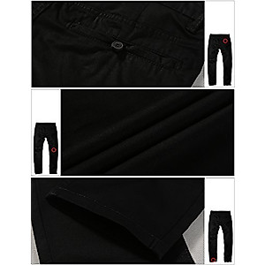 Match Men's Slim Fit Tapered Stretchy Casual Pants (32W x 31L, 8050 Black)