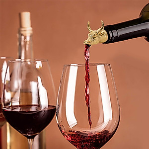 Cabilock Bull Wine Pourer Bull Bottle Stopper and Pourer Animal Head Wine Aerators Liquor Pour Spout Golden for Olive Oil Champagne Beer Wine Dispenser