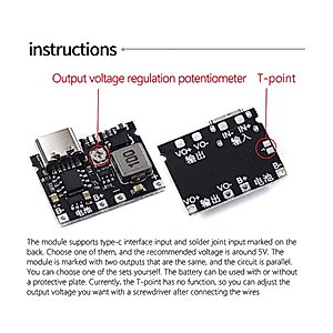 Teyleten Robot 18650 Lithium Li-ion 3.7V 4.2V Battery Charger Board DC-DC Step Up Boost Module TP4056 DIY Kit Parts Type-C 10pcs