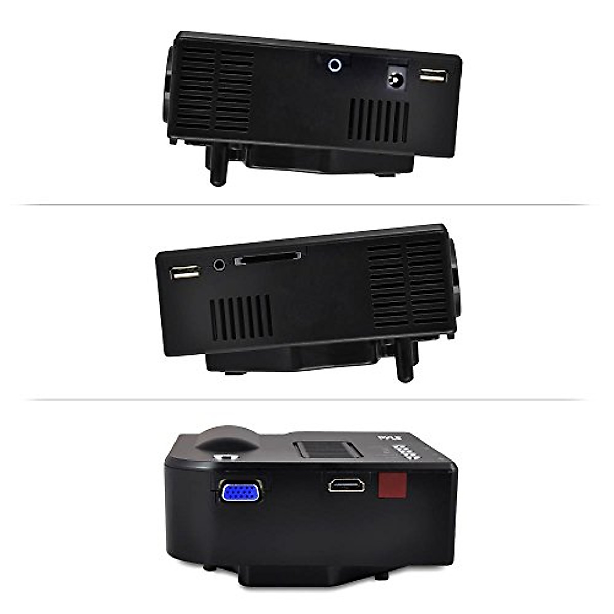 Full HD 1080p Mini Portable Pocket Video & Cinema Home Theater Projector - Built-in Stereo Speaker, LCD+LED Lamp, Digital Multimedia, HDMI, USB & VGA Inputs for TV PC Game Business Computer & Laptop