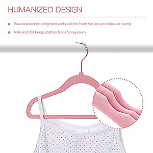 COZYMOOD Velvet Baby Hangers for Closet 50 Pack, Non-Slip Baby Clothes Hangers with 6 Pcs Cute Closet Dividers, Ultra-Thin Small Hangers for Kids Clothes Space Saving Infant & Toddler Hangers, Pink