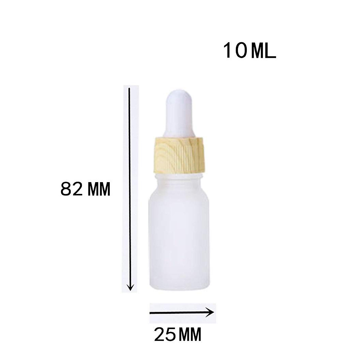 Furnido 10ml White Frost Glass Dropper Bottle,Refillable Cosmetic Packaging Eye Dropper Container Vials Essential Oil Bottles With Wood Grain Lid Travel Glass Essence Bottle,Dropper Vial-6 Pack