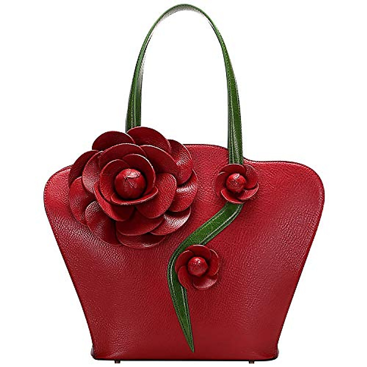 PIJUSHI Designer Floral Purses and Handbags for Women Top Handle Satchel Handbag Ladies Shoulder Bag（20105 Red）