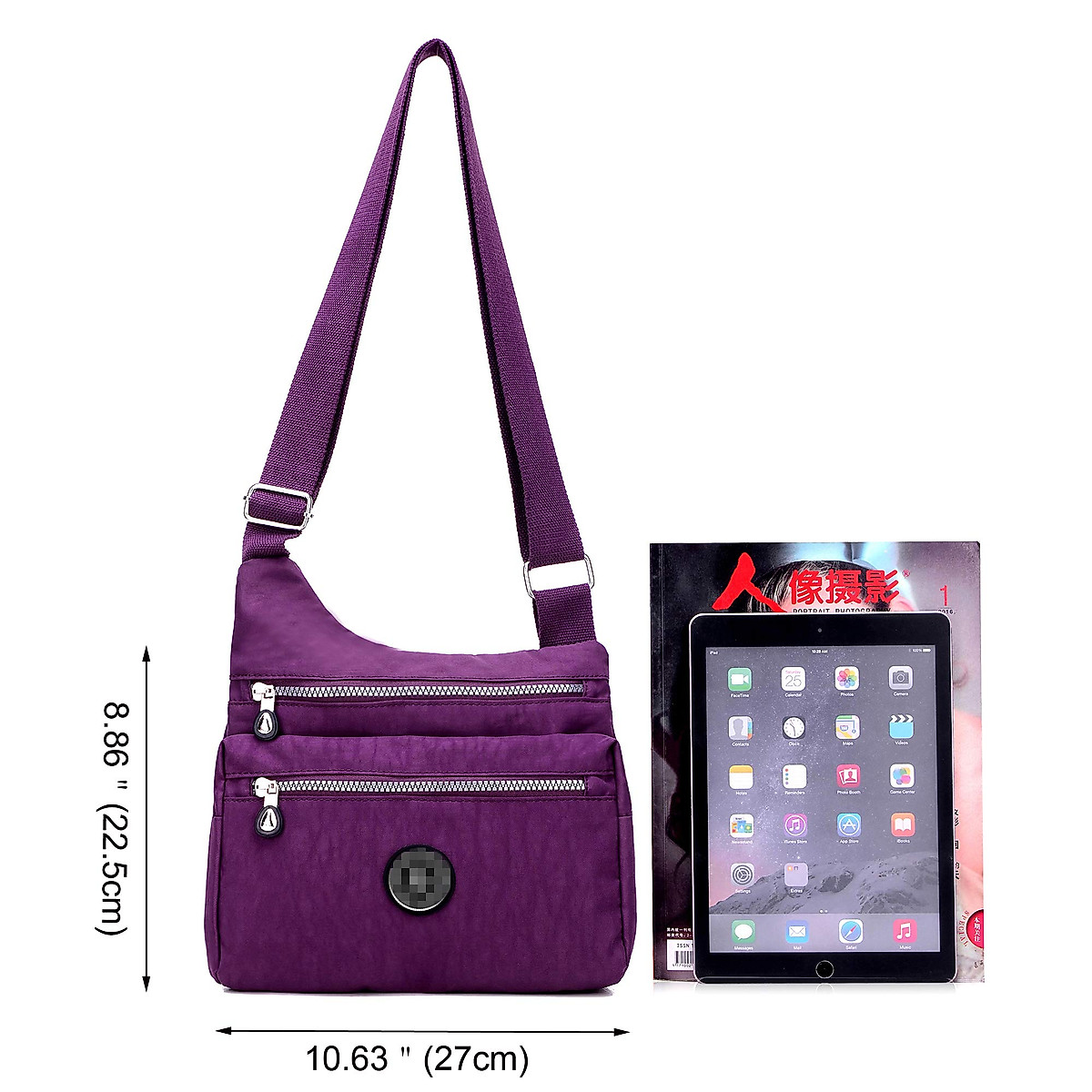 STUOYE Nylon Multi-Pocket Crossbody Purse Bags for Women Travel Shoulder Bag (Z187 Black)