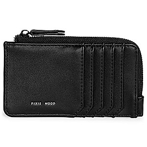 Pixie Mood Quinn 5 x 3 Vegan Leather Zippered ID Card Wallet, Black