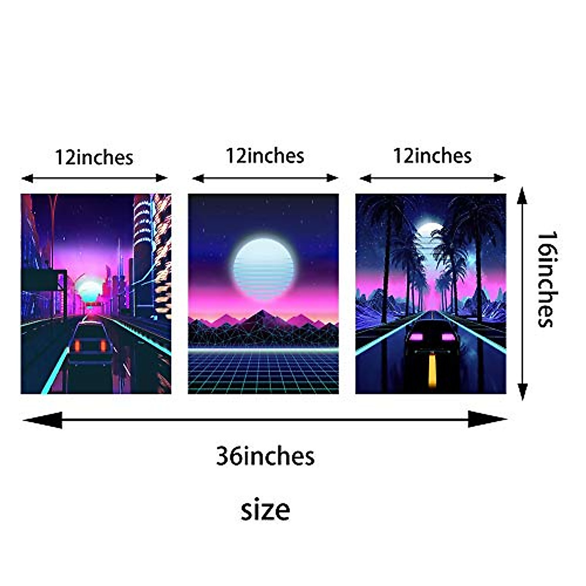 Purple Wall Decor Cool Posters Boy Teen Room Decor Bedroom Decor for Men Wall Art for Living Room Office Decor for Men Canvas Wall Art Retro Vintage Psychedelic 80s Room Decor Car City Wall Art for