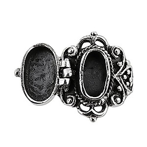 FashionJunkie4Life Victorian Scroll Poison Ring - 925 Sterling Silver, Sizes 6-10, Pillbox Ring (9)