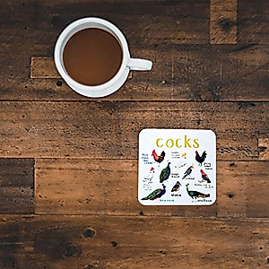Set of 6 Bird Pun Coasters for Drinks,Square Coaster Set for Cups Home Kitchen Funny Coasters Set Table with Non-Slip Decor Gift Idea for Bird Lover Friends Bar Housewarming Gift Coffee