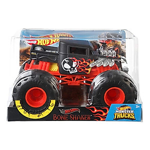 Hot Wheels Monster Trucks Bone Shaker die-cast 1:24 Scale Vehicle with Giant Wheels for Kids Age 3 to 8 Years Old Great Gift Toy Trucks Large Scales