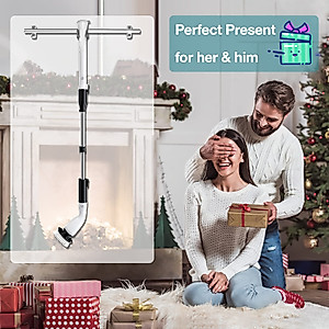 LABIGO Electric Spin Scrubber LA1 Pro, Cordless Spin Scrubber with 4 Replaceable Brush Heads and Adjustable Extension Handle, Power Cleaning Brush for Bathroom Floor Tile (Black)