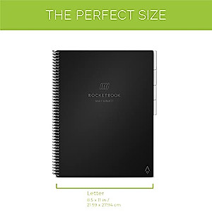 Rocketbook Multi-Subject Smart Scannable Notebook with Dividers | Lined Reusable Notebook with 1 Pilot Frixion Pen & 1 Microfiber Cloth | Infinity Black, Letter Size (8.5" x 11")