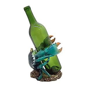Crab Wine Bottle Holder, Nautical Décor, Freestanding Tabletop Decoration, 7 Inches