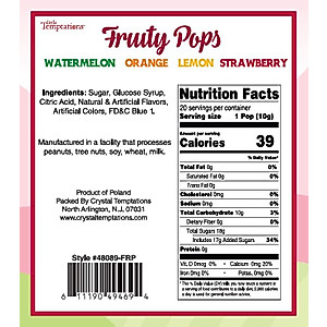 Candy Shop Handmade Assorted Fruit Flavored Lollipops, Fruity Strawberry, Orange, Lemon, Grape, and Green Apple Suckers (7 OZ)