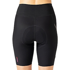 Terry Bike Shorts Women Padded, Long Haul Hi-Rise Cycling Shorts for Women High Waisted Compression Flex Air Max Chamois - Black | Charcoal, Medium
