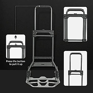 Leeyoung Folding Hand Truck and Dolly, 264 Lb Capacity Heavy-Duty Luggage Trolley Cart with Telescoping Handle and PP+EVA Wheels