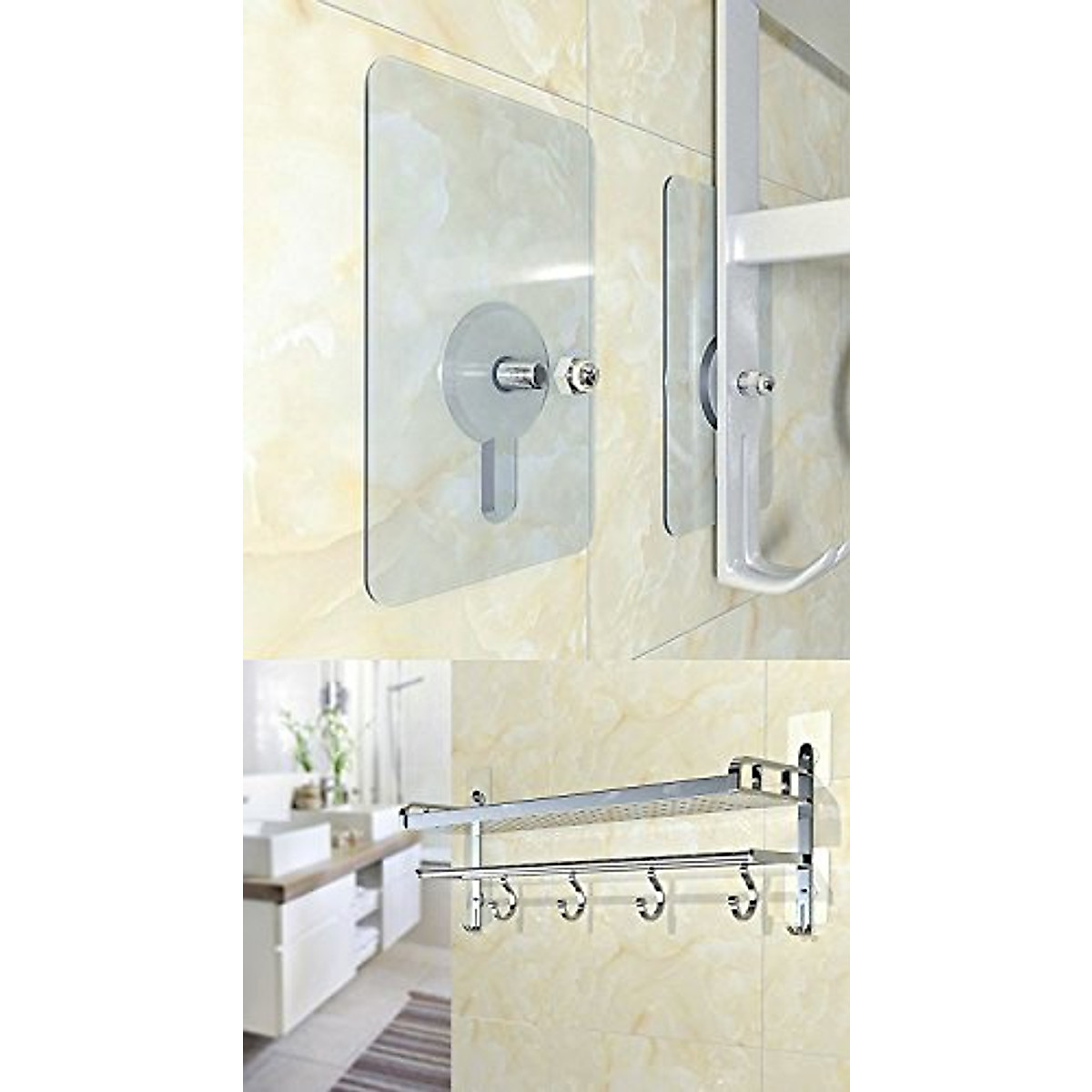 [8Pcs/Set]Nail Free Wall Hook Screw Adhesive Non-Trace No Drilling for Bathroom Shower Kitchen Installation Hanging, Waterproof Transparent Screws Hook (Nail Size 10mm)