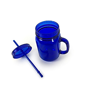NuFazes Blue Mason Jar 20 Oz Doubled wall Acrylic Cup with Straw