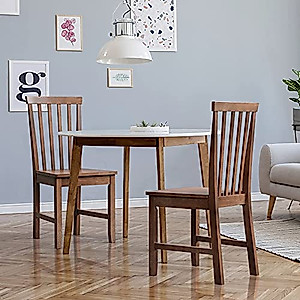 Giantex Wood Dining Chair, Set of 2 Traditional Side Chair w/High Slat Back, Rubber Wood Legs, 100 Degree Curved Backrest Spacious Seat, Versatile Farmhouse Dining Chairs for Kitchen Dining Room