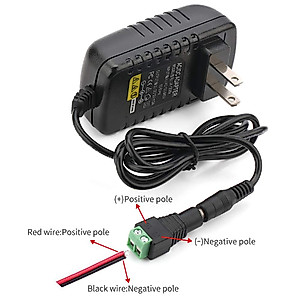 AC Adapter, YIFENG 12V / 2A AC DC Switching Power Supply Adapter(Input 100-240V, Output 12V 2A) with DC Connector Gift