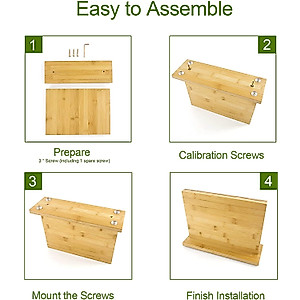 ODEDEN Magnetic Knife Block, Natural Bamboo Magnetic Knife Holder, Double Side Magnetic Knife Stand, Cutlery Display Stand and Storage Rack Without Knives