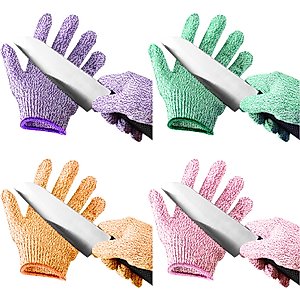 4 Pairs Kids Cut Resistant Gloves Level 5 Safe Gloves Protection for Kitchen Garden, Oyster Shucking, Crafts, DIY (Small)
