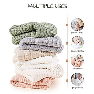 Konssy Muslin Baby Burp Cloths Sets for Unisex- 6 Pack Large 100% Cotton Burping Clothes for Newborn，Baby Girls and Boys