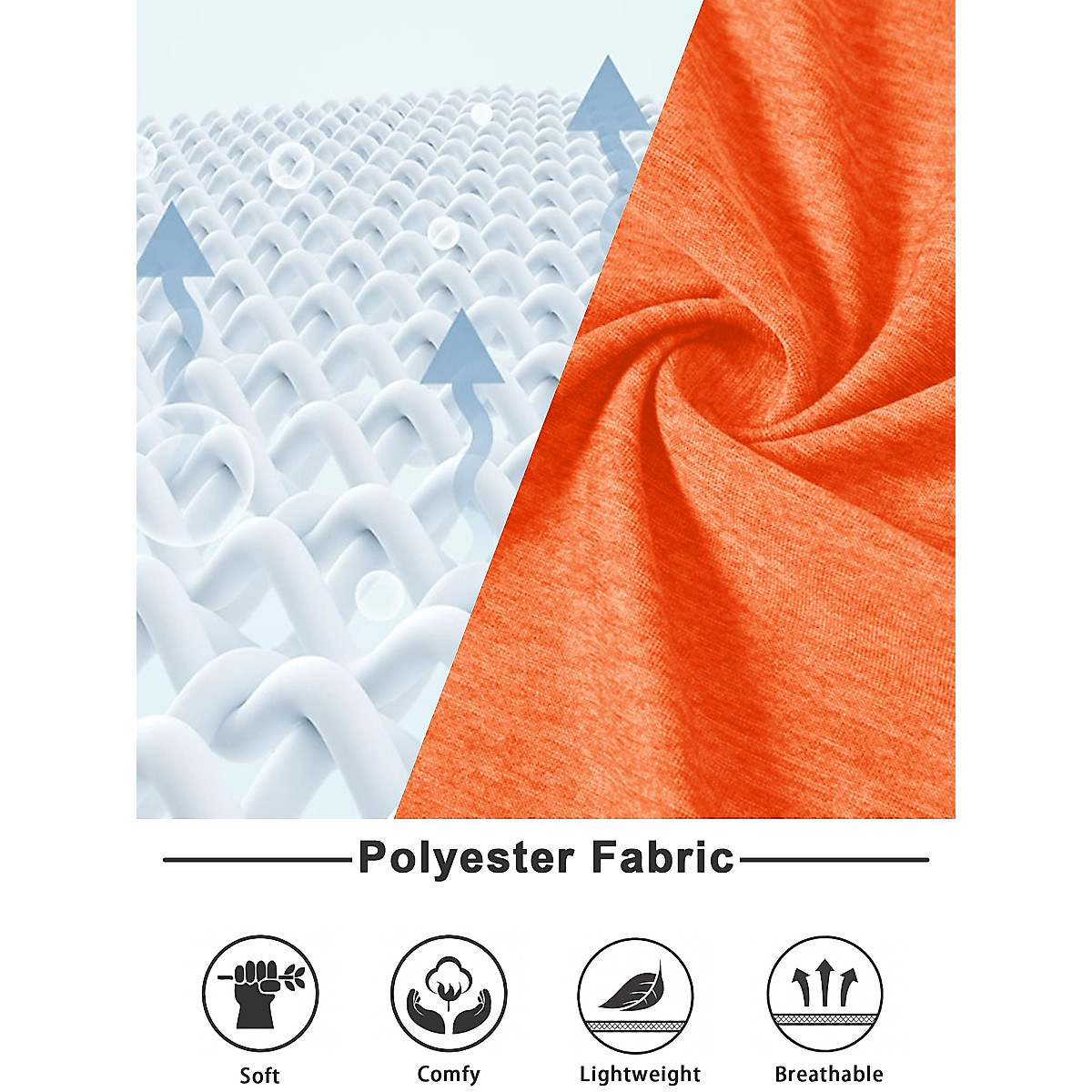 TACVASEN Gym Shirts Men Short Sleeve Workout Running Crew Neck Summer Shirts Athletic Shirts for Men Dry Fit Tshirt Shirts for Men Light Orange