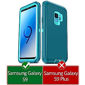 LeYi Compatible for Galaxy S9 Case, Samsung Galaxy S9 Case, 3 in 1 Full Body Shockproof Rubber Dustproof Rugged Defender Protection Case Samsung Galaxy S9 Phone Case, Teal Blue