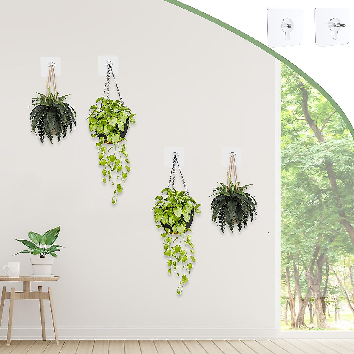 12 PCS Heavy Duty Adhesive Ceiling Hooks, No Drill Self Adhesive Ceiling Hanging Hook Steel No Nail Ceiling Wall Hangers for Indoor Outdoor Hanging Plants Lanterns Wind Chimes