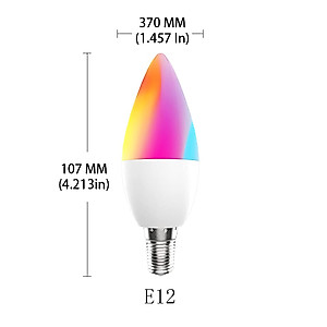 MoesGo Smart Candelabra Led Light Bulbs, WiFi E12 Smart Bulbs, 2700K-6500K CW& RGB Dimmable, Smart Life/Tuya APP Remote Control, Work with Alexa/Google Home, 470lm 5W (40W Equivalent) 4 Pack No Hub