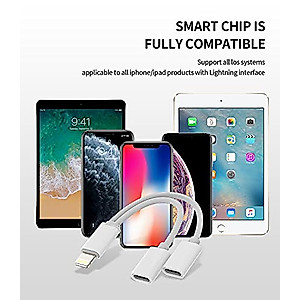 Converter Compatible with iPhone Headphone Adapter Compatible for Lightning Double to Audio Jack and Charger Earphone Charging Splitter 11 12 Mini pro xs xr x 7 8 plus Connector for ipad air for Apple