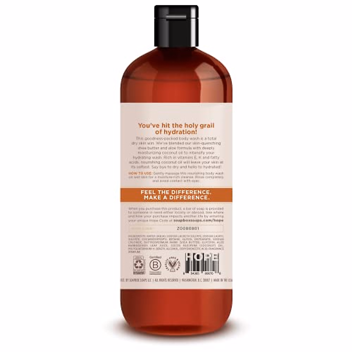 Soapbox Body Wash, Coconut Milk & Sandalwood - Moisturizing Body Wash Cleanser w/Aloe Vera & Shea Butter | Paraben Free, Gluten Free, Cruelty Free & Vegan Body Wash, 16oz Bottles (Pack of 3)