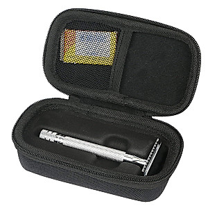Khanka Hard Travel Case replacement for WEISHI Double Edge Safety Razor/Merkur Long Handled Safety Razor Black