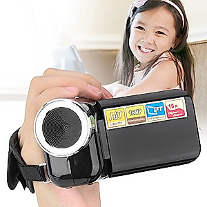 Portable Child DV Camera, 16X Digital Zoom, HD Camera, Support Memory Card, Children's Toys with TFT LCD Sceen (Black)