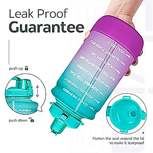 Elvira Half Gallon/64oz Motivational Time Marker Water Bottle with Straw & Protective Silicone Boot, BPA Free Anti-Slip Leakproof for Fitness, Gym and Outdoor Sports