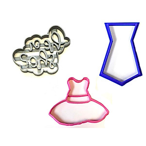 TIES OR TUTUS GENDER REVEAL BABY SHOWER SET OF 3 COOKIE CUTTERS MADE IN USA PR1208