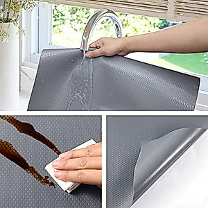Shelf Liners for Kitchen Cabinets Refrigerator Liners Waterproof & Oil-Proof Kitchen Cupboard Liner Non-Slip Drawer Mats EVA Material Non Adhesive Fridge Liner for Shelves - Gray