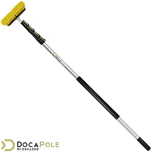 DOCA Floor Scrub Brush with Long Handle - 7-30 Ft Extension Pole (36+ Ft Reach) - Outdoor Broom - Car Wash Brush with Long Handle Also for House Siding, Deck, Patio & More