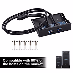 ASHATA USB Front Panel,USB 3.0 Floppy Front Panel with 2-Port,3.5 inches Floppy Bay 19 Pin to 2 Interface USB3.0 HUB