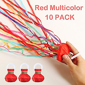 LM.XDBQ 10Pack Streamers Popper Hand Throw Streamers No Mess Confetti Magic Paper Cracker for Celebration Birthday Propose Engagement Wedding Graduation Party Favors (Multi Color)