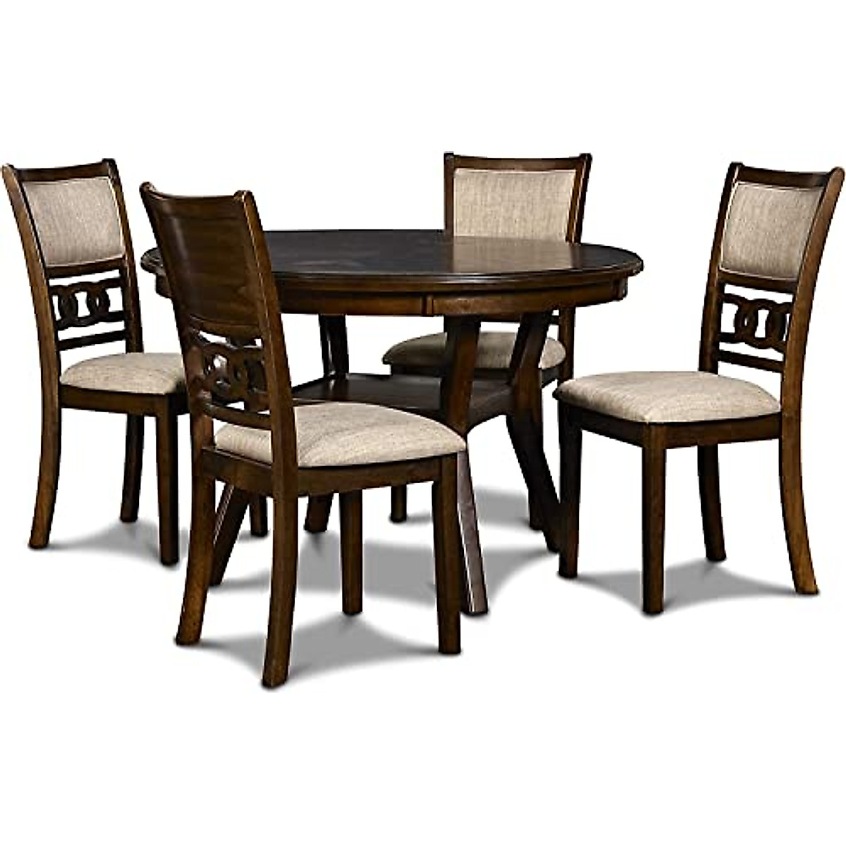 New Classic Furniture Gia 5-Piece Round Dining Table Set, 47-Inch, Cherry