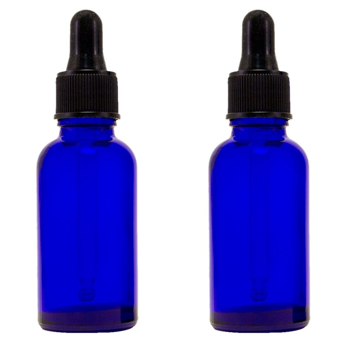 GreenHealth 2 Pack of Cobalt Blue Glass Bottles 1 Oz Bottle with Round Tip Dropper