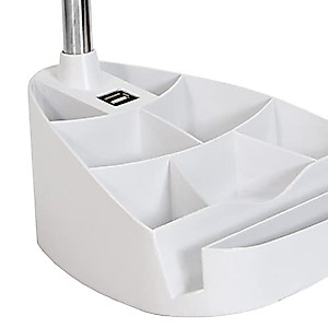 Limelights LD1056-WHT Gooseneck Organizer Desk Lamp with Ipad Tablet Stand Book Holder and USB Port, 18.5" x 6.5" x 7", White