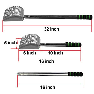 32 inch Cat Litter Scooper Metal Cat Litter Scoop Long Handle Cat Scoop Litter Box Scooper Non-Stick Aluminum Deep Shovel Litter Scoop Large Kitty Sifter Scoop Manages Big Clumps of Multi-Cat Families