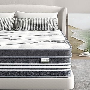 Naiveer King Mattress 10 Inch, Memory Foam Hybrid Mattress, King Size Mattress in A Box, Individually Wrapped Coils, CertiPUR-US Certified, Medium Firm Mattress for Back Pain & Pressure Relieve