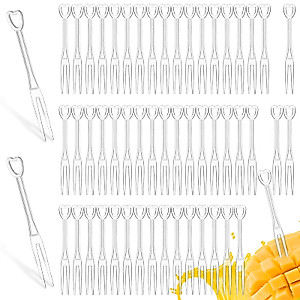 GothaBach 1000Pcs Disposable Plastic Fruit Forks Cake Forks Cutlery Forks Two Prongs Skewers Blunt End Toothpicks Mini Cocktail Tasting Forks Fruit Food Picks for Party and Daily Life
